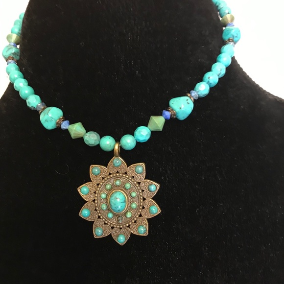 Unknown | Jewelry | Vintage Turquoise Medallion Necklace | Poshmark